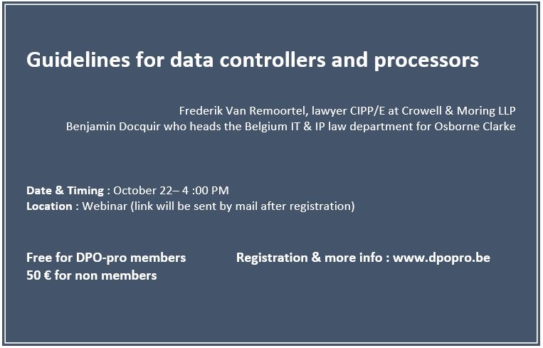 Webinar: Guidelines for data controllers and processors • DPO pro