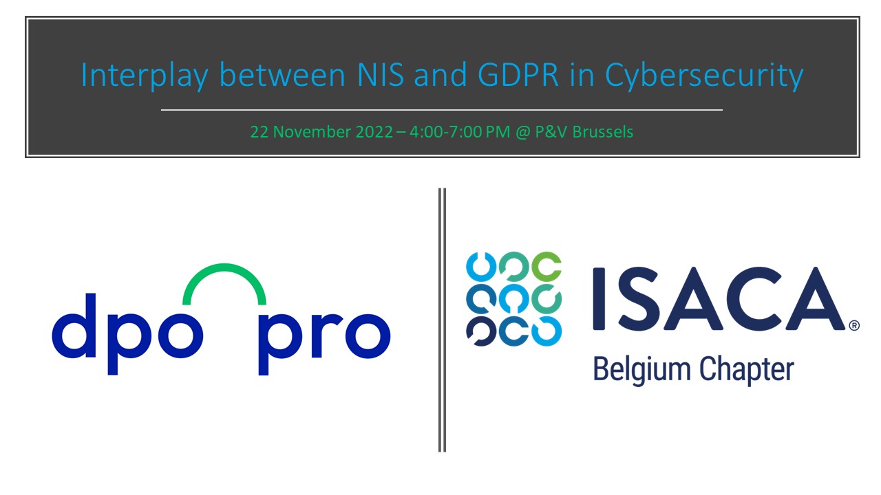 Interplay between NIS and GDPR in Cybersecurity (Hybrid) • DPO pro